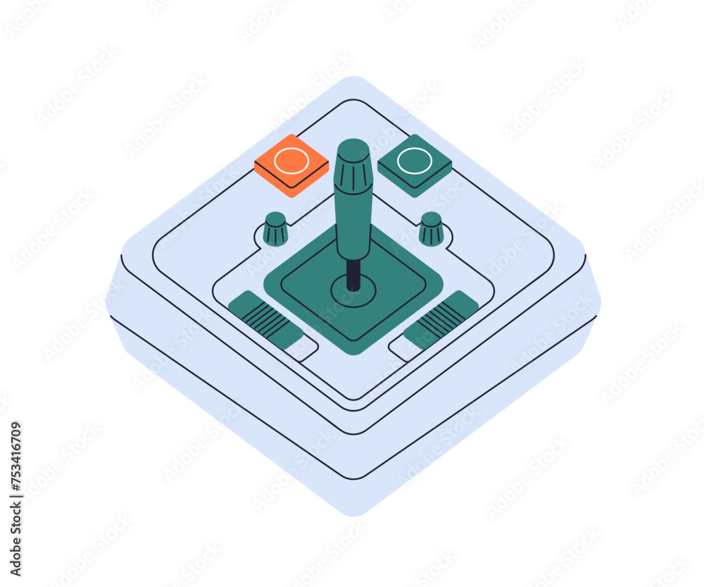 Retro joystick. Vintage video game controller of 70s and 80s. Old ...