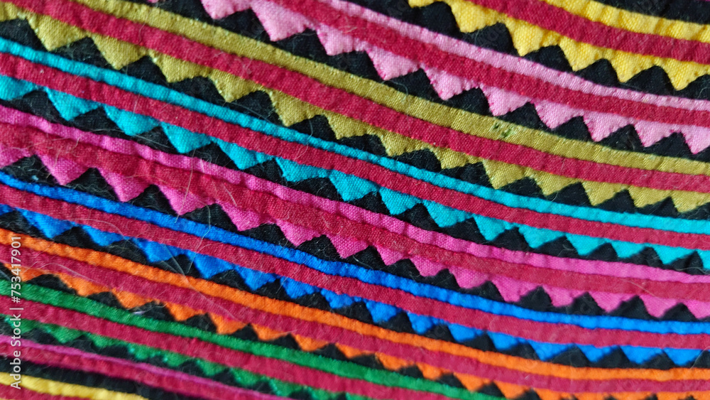 Closeup of handmade Guna mola (appliqué, trapunto) textile pattern made ...