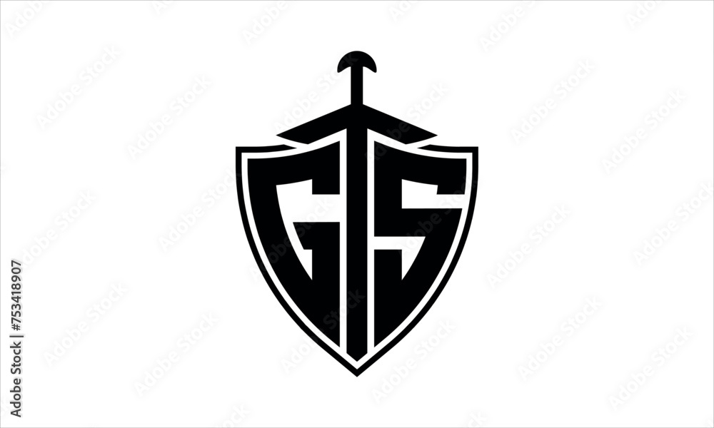 GS initial letter shield icon gaming logo design vector template ...