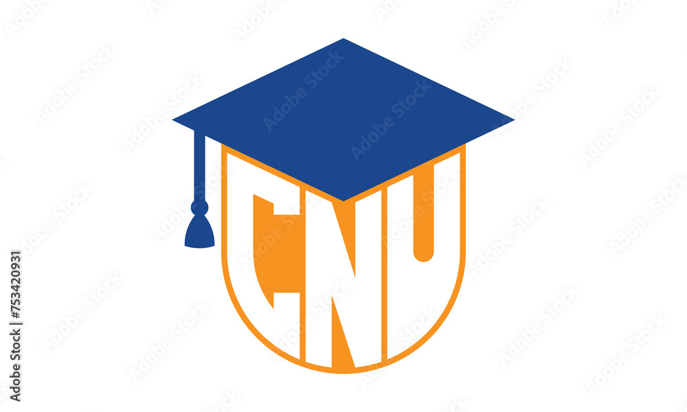 CNU initial letter academic logo design vector template. school college ...