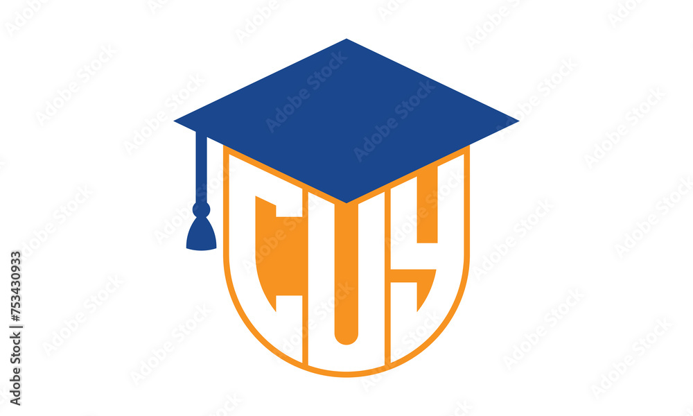 CUY initial letter academic logo design vector template. school college ...