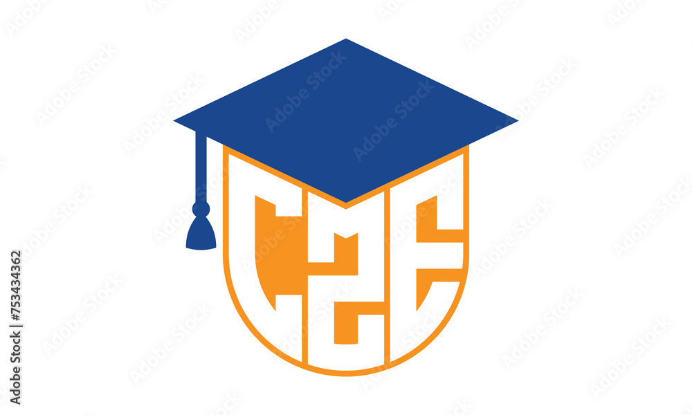 CZE initial letter academic logo design vector template. school college ...