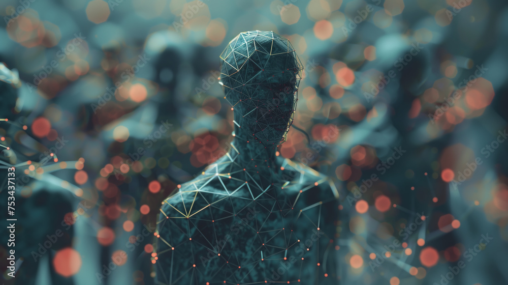 A diverse crowd gathers, each person representing a unique connection ...