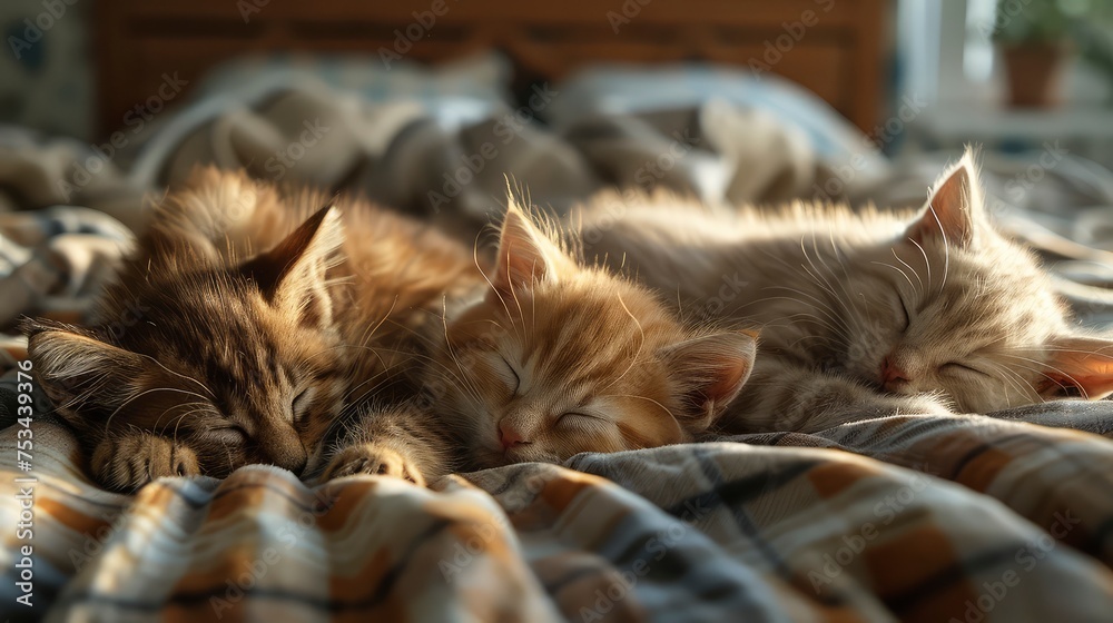 Sleeping Pets On Bed Cat Dog, Desktop Wallpaper Backgrounds, Background ...