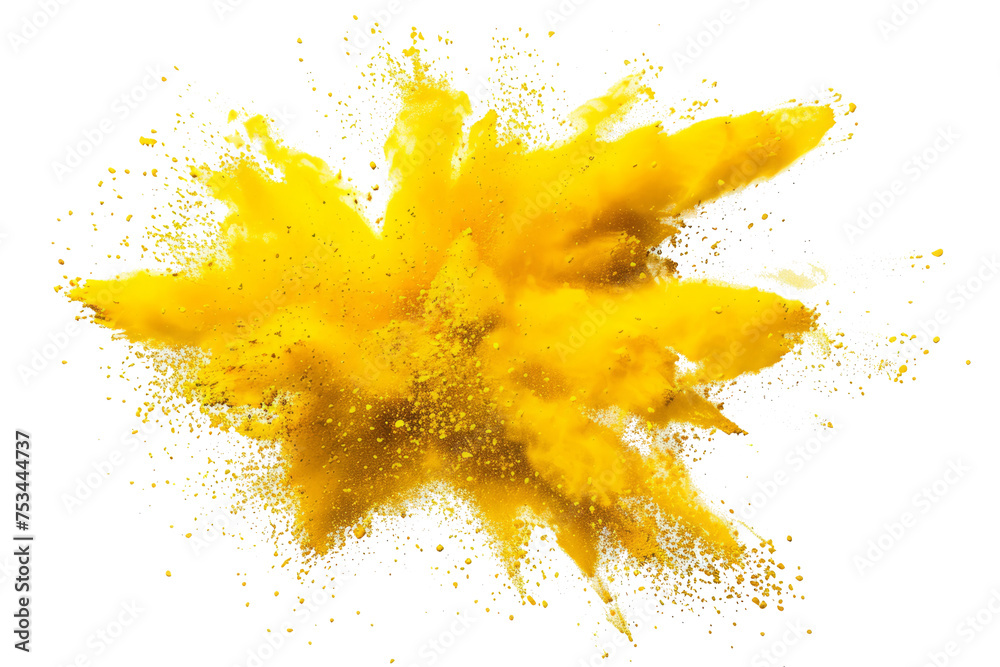 bright yellow paint color powder festival explosion burst isolated ...