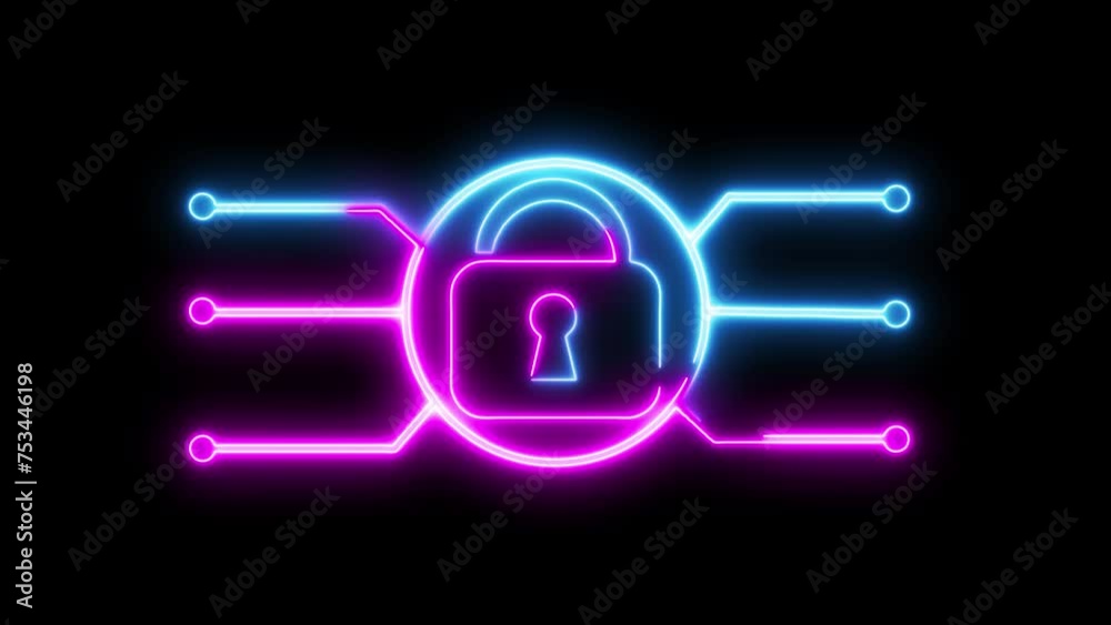 Vidéo Stock Lock icon. Lock icon with digital neon line animation on ...