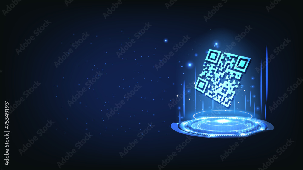 QR code futuristic banner. QR code verification banner. Verification ...