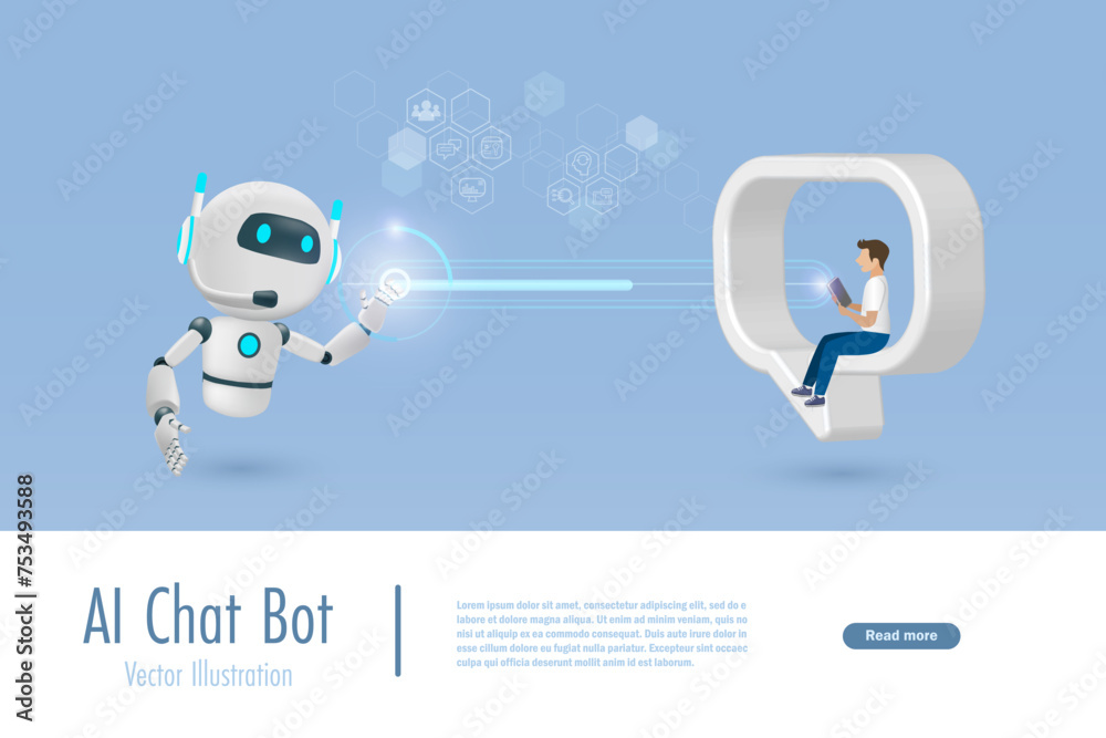 AI chat robot communicate and answer smart solution to user in speech ...