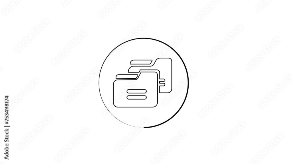 Retro computer folder files bw outline 2D object animation.Vaporwave ...