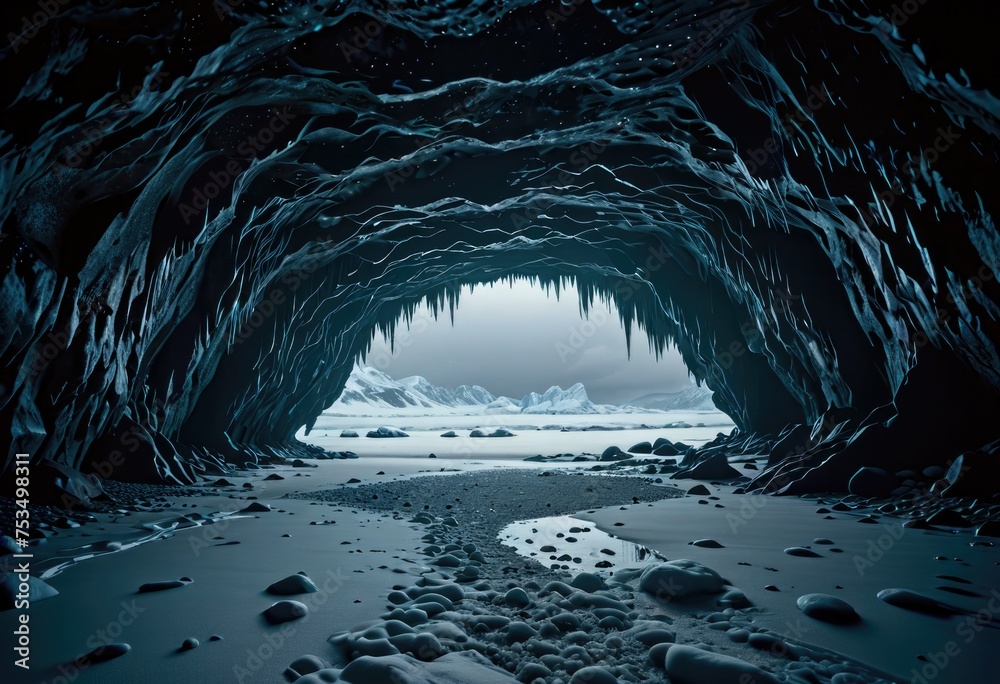 Beneath the surface of a frozen lake lies the entrance to the ...