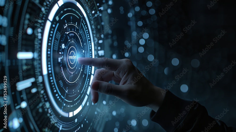 Blue holographic luminous touch screen interface of the future, you can ...