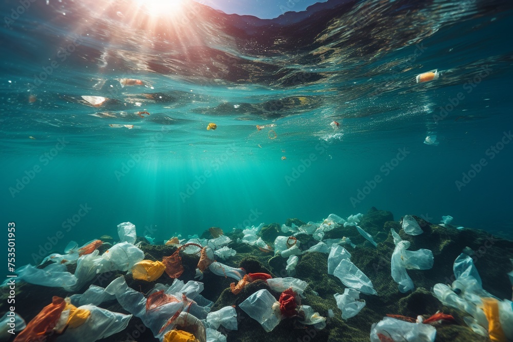 Ocean conservation scene diverse marine life thriving among coral reefs ...