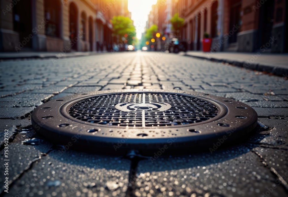 Observe steam escaping from sewer manholes on city streets by ai ...