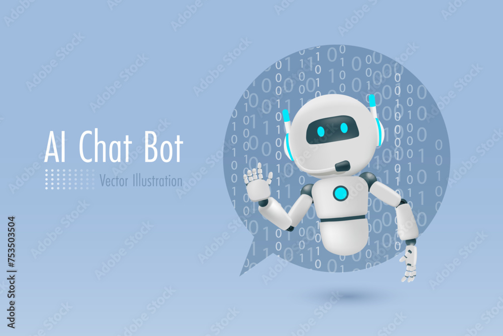AI chat robot communicate and answer smart solution to user in speech ...