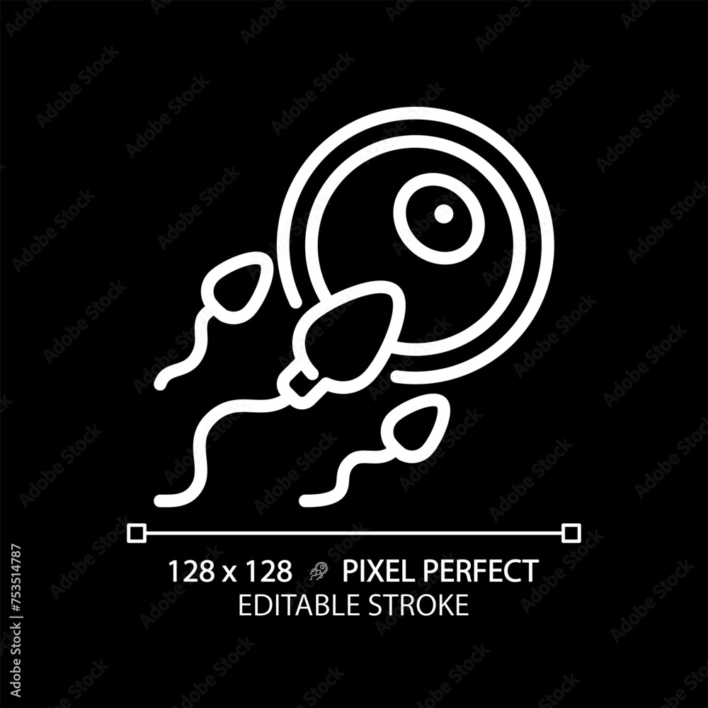 Fertilization white linear icon for dark theme. Fertility ovulation ...