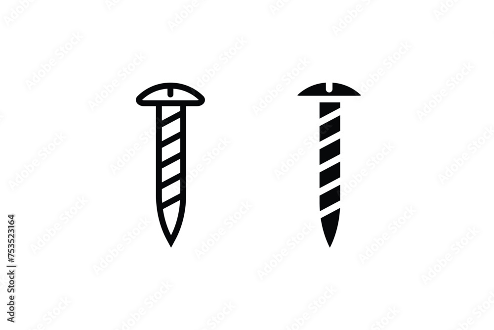 Screw icon png.Outline illustration of Self tapping screw.Screw sign ...