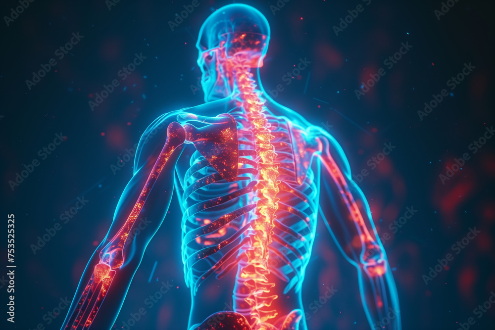 3d illuminated human skeleton anatomy Stock Illustration | Adobe Stock