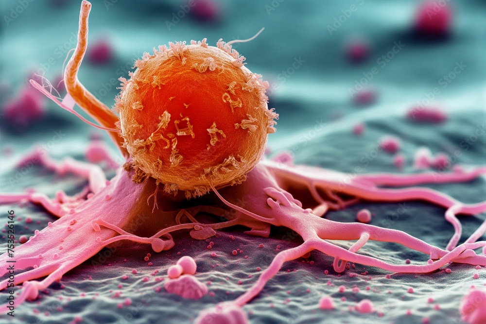 immune cells attack cancer cells, T-cells attacking cancer Stock Photo ...