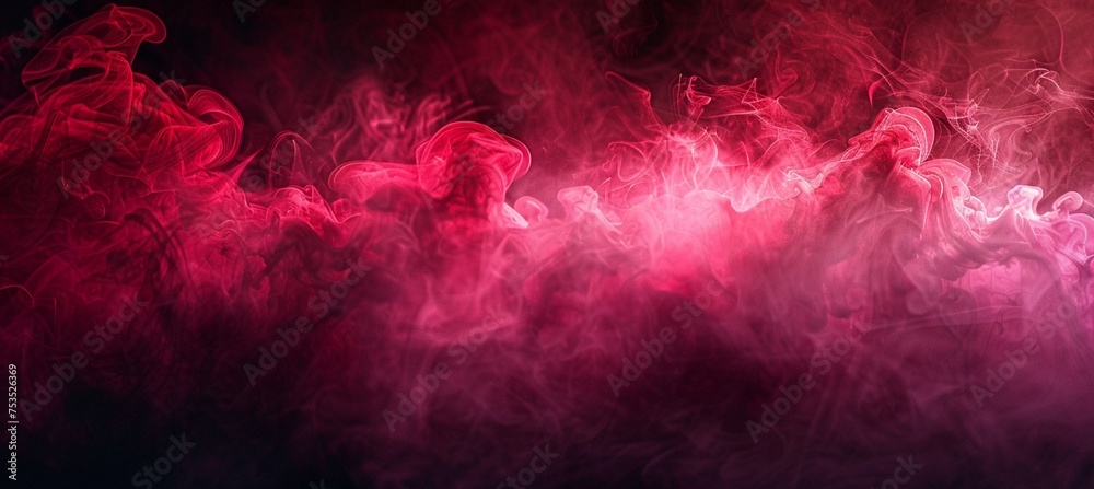 Mysterious grace envelops as red smog ascends from a black background ...