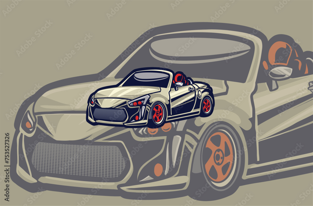 Super car vector logo with a golden car against a brownish-gold ...