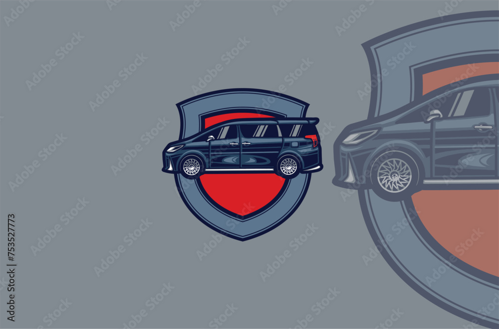 Alpard vector logo with a black car against a dark grey background ...