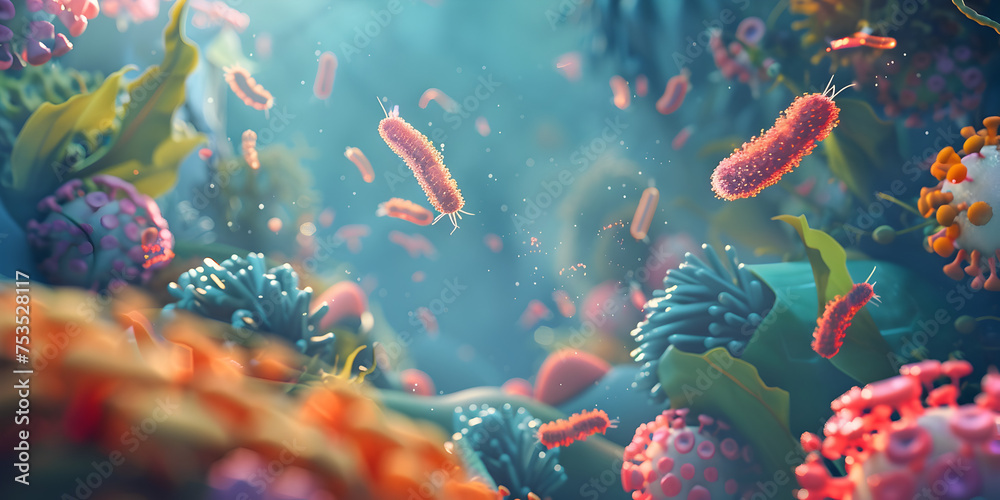 Abstract representation of bacteria, probiotics, gram-positive bacteria ...