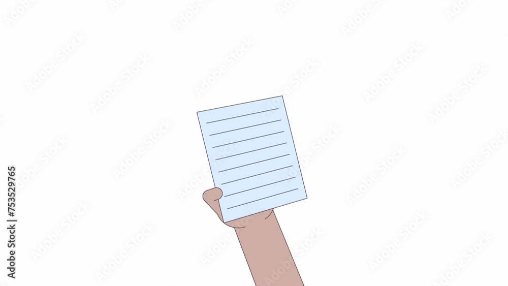 Vidéo Stock Holding business paper line 2D character hand animation ...