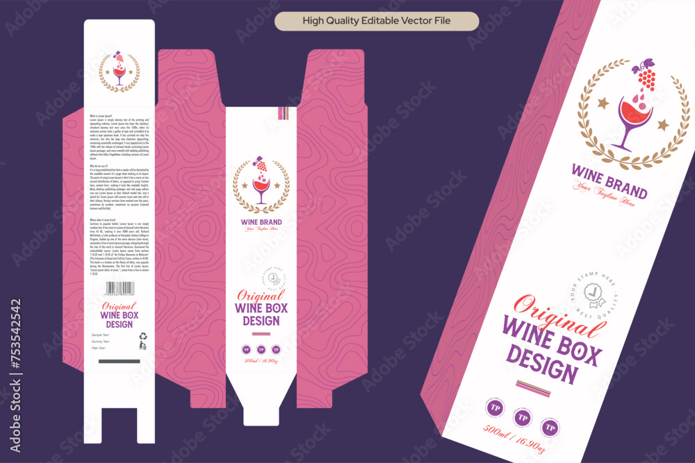 Wine box design, premium red wine bottle box packaging design liquor ...