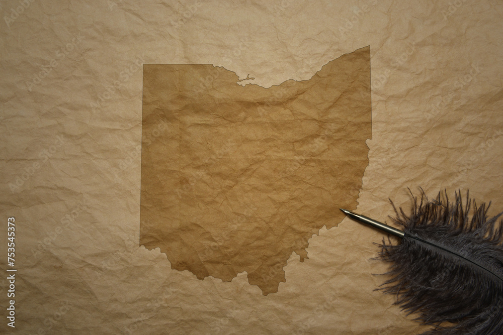 map of ohio state on a old paper background with old pen Stock Photo ...