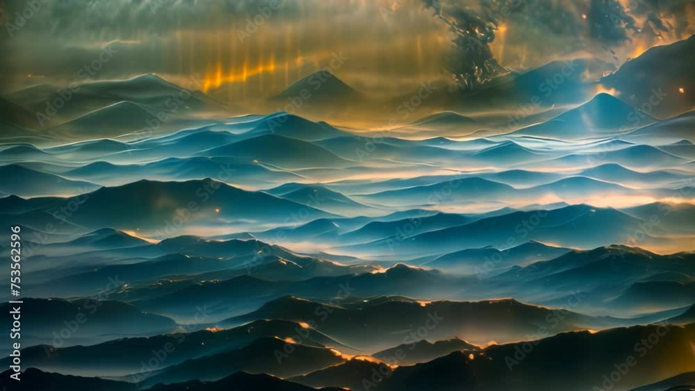 Vidéo Stock Video animation footage of view of multiple mountain ranges ...