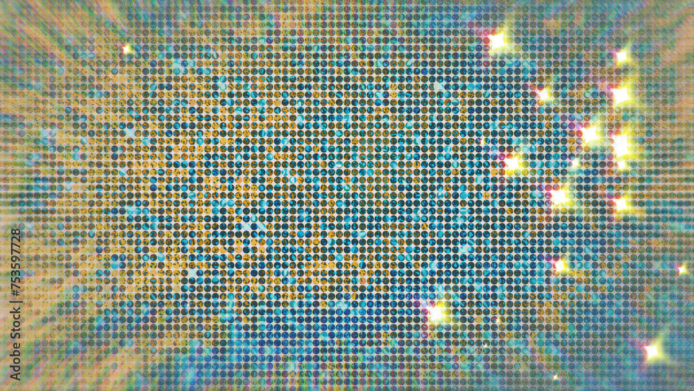 Close-up view of a digital screen showing a pixel grid with a star-like ...