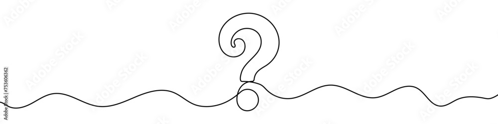 Continuous editable drawing of question mark. Question mark in one line ...
