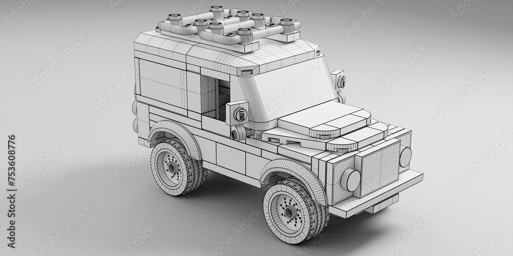 Wireframe model of the Lego Land Rover classic defender set. Lego ...