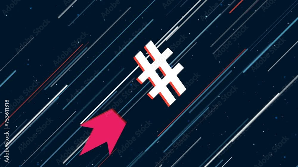 Hash symbol flies through the universe on a jet propulsion. The symbol ...