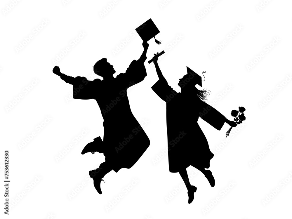 Silhouette of graduation student vector.Education and people concept ...