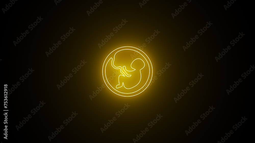 Yellow glowing child from the future and a placenta in the uterus ...