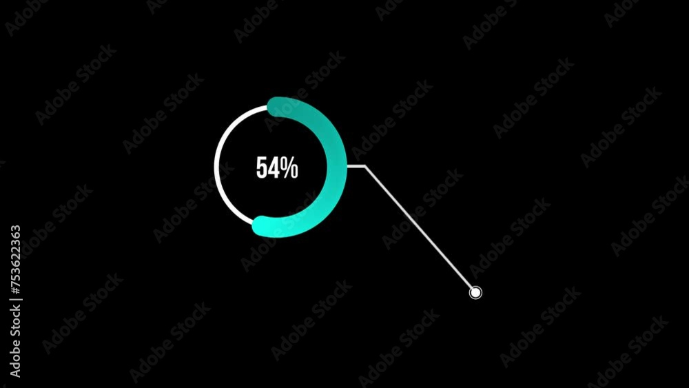 54 percent Call out Pie Chart Animation. Fifty Four percent Glowing ...