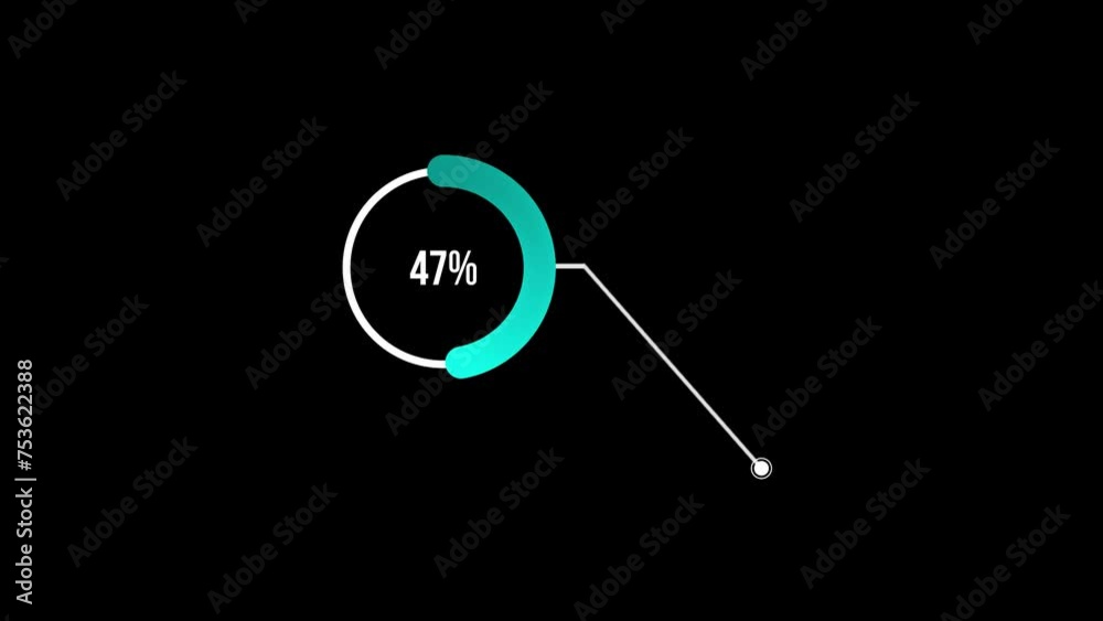 47 percent Call out Pie Chart Animation. Forty Seven percent Glowing ...