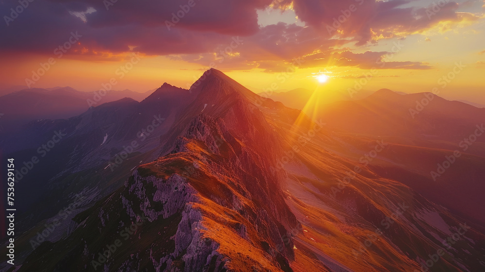 An exquisite landscape capture of a mountain range during sunset ...