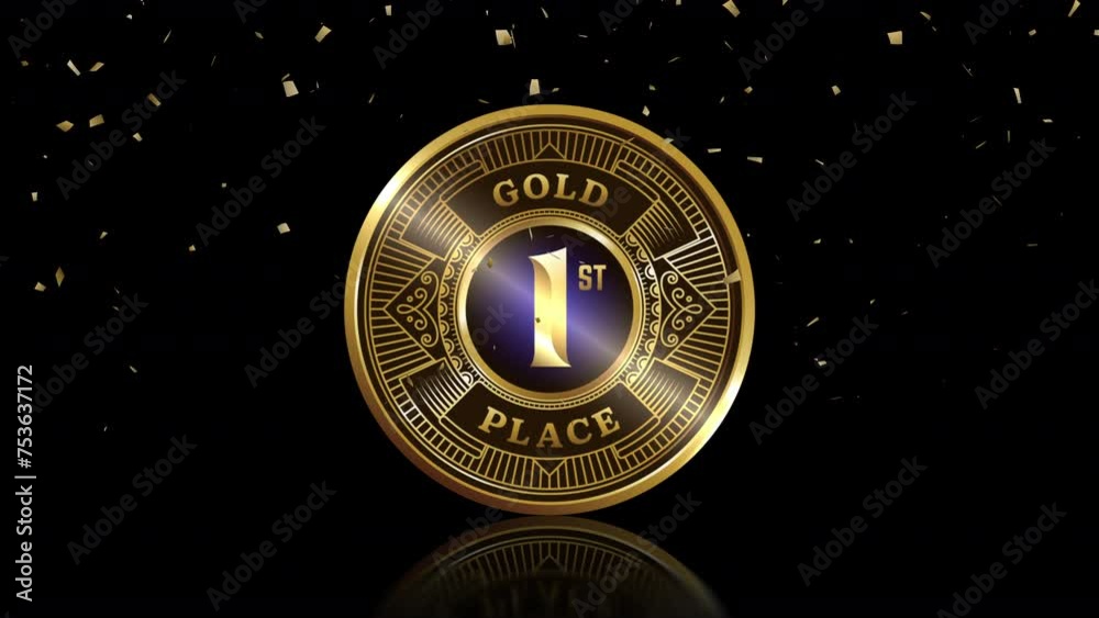 Emblems of Distinction: Gilded Gold Unveiled for the Victors. Animated ...