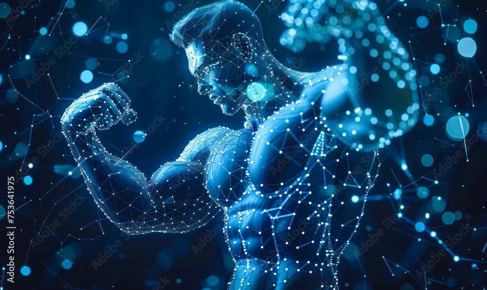 Digital representation of human strength and fitness with a muscular ...