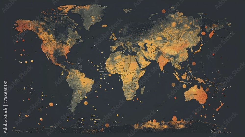 A digital map displays countries based on per capita carbon footprint ...