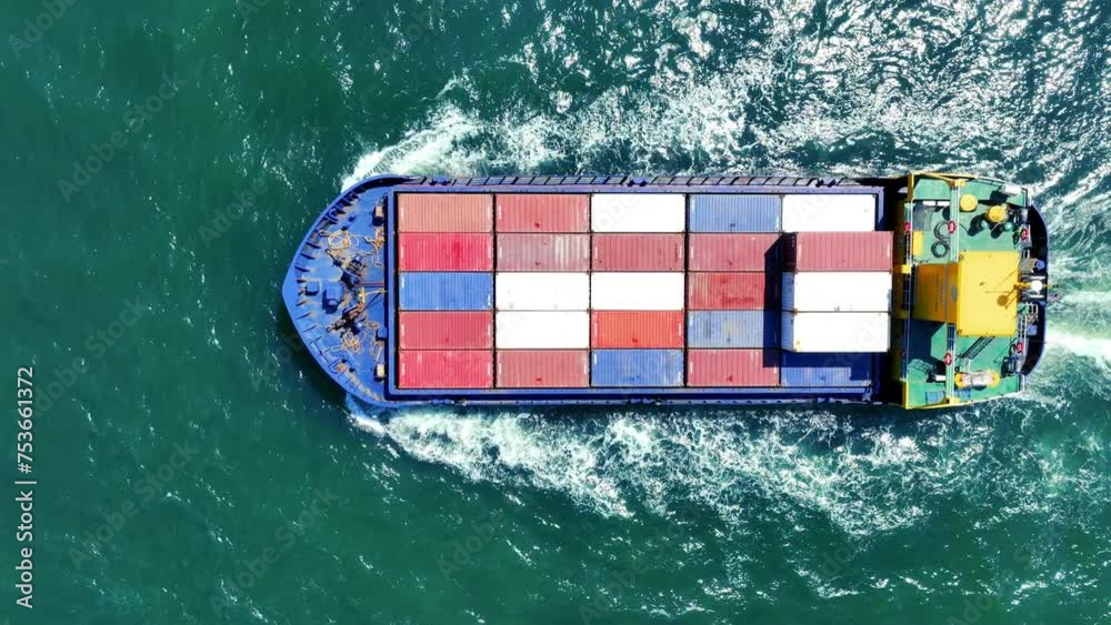 top view Cargo Container ship in the ocean ship carrying container and ...