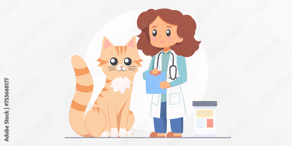 Veterinary Check Up - Cartoon Illustration. A charming illustration of ...