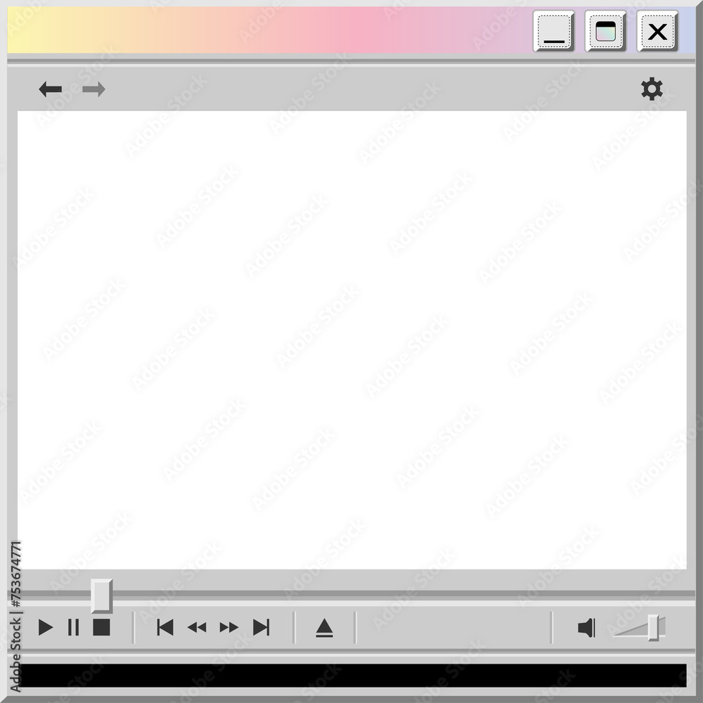 90s Old Computer Video Player Window Screen Frame Stock Illustration ...