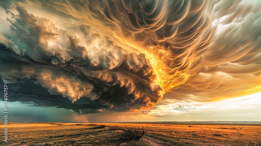 This awe-inspiring image captures a powerful supercell storm rolling ...