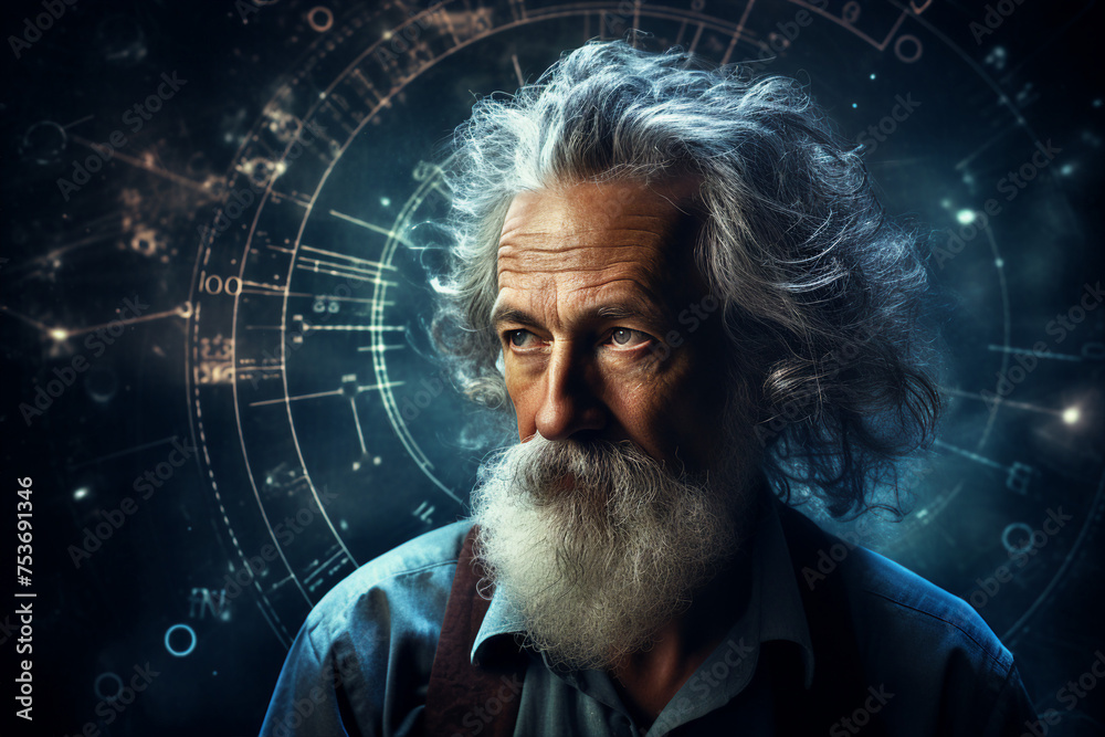Generated with AI portrait of wise clever professor scientist Stock ...