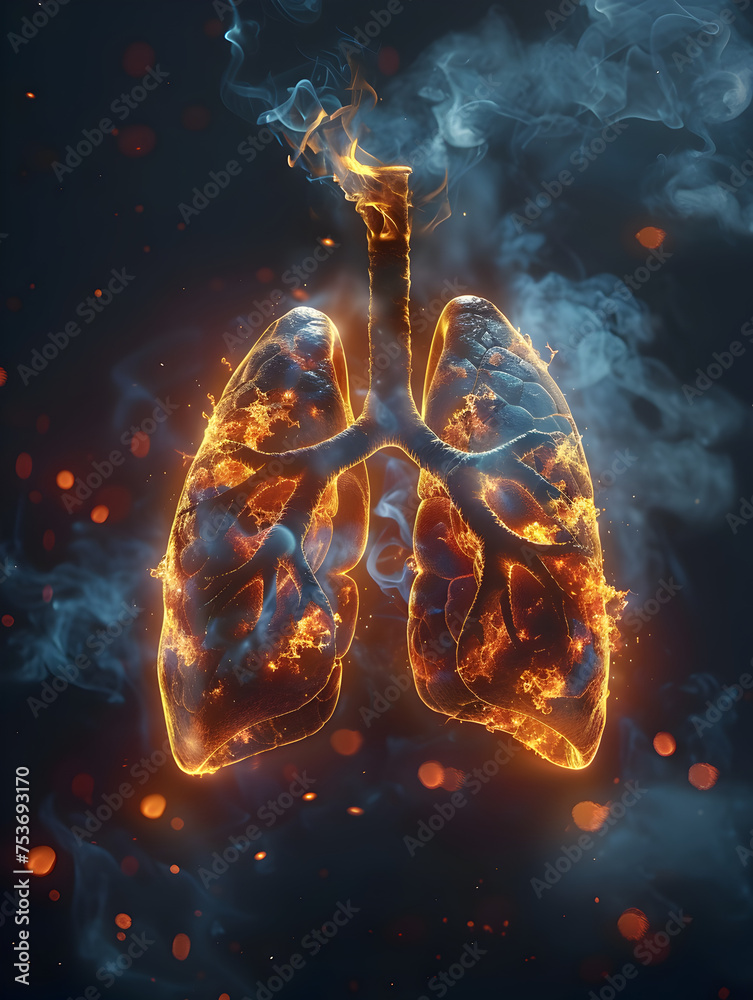 Striking visual of human lungs appearing to be infected or inflamed ...