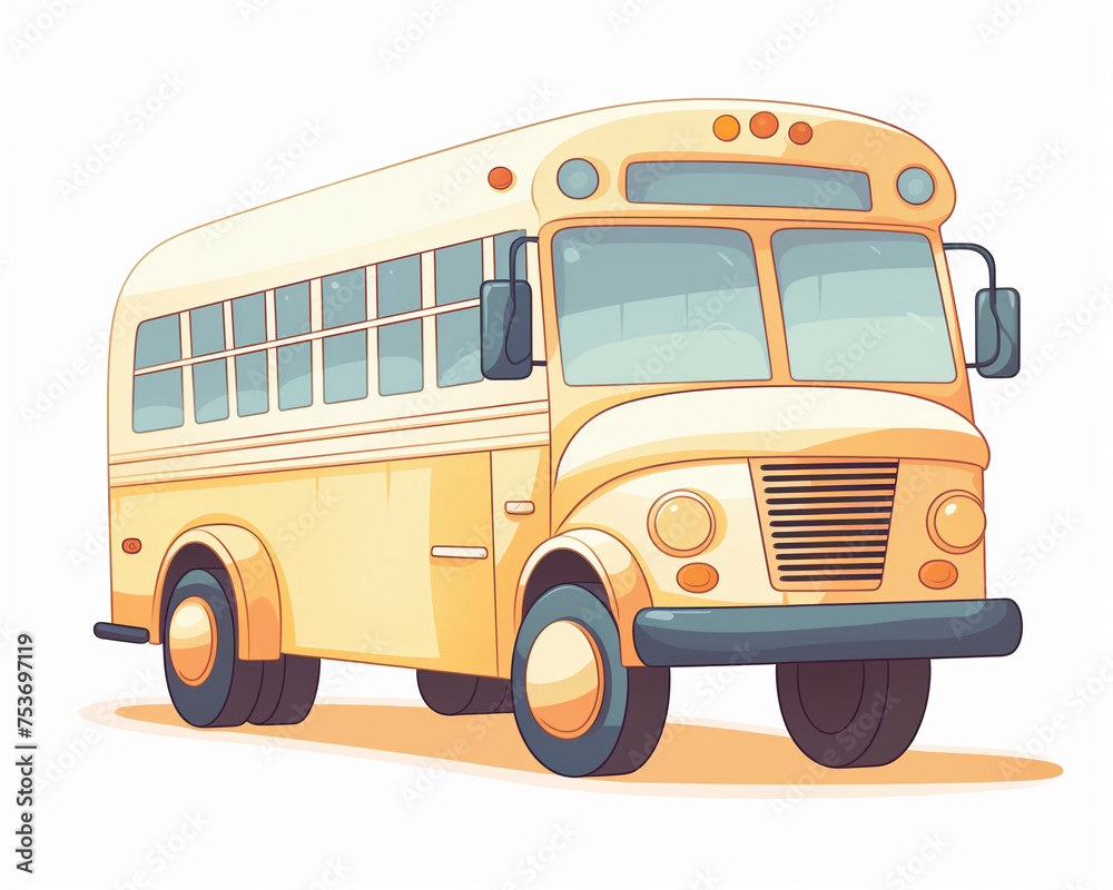 Cartoon Illustration of a Classic Yellow School Bus Stock Illustration ...
