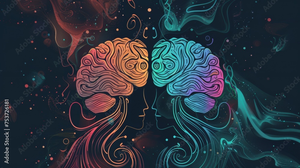 A vector graphic illustrates the concept of consciousness with a ...